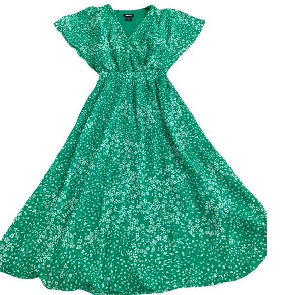 Dkny | Dresses | Dkny Green Floral Maxi Dress W Butterfly Sleeves ...
